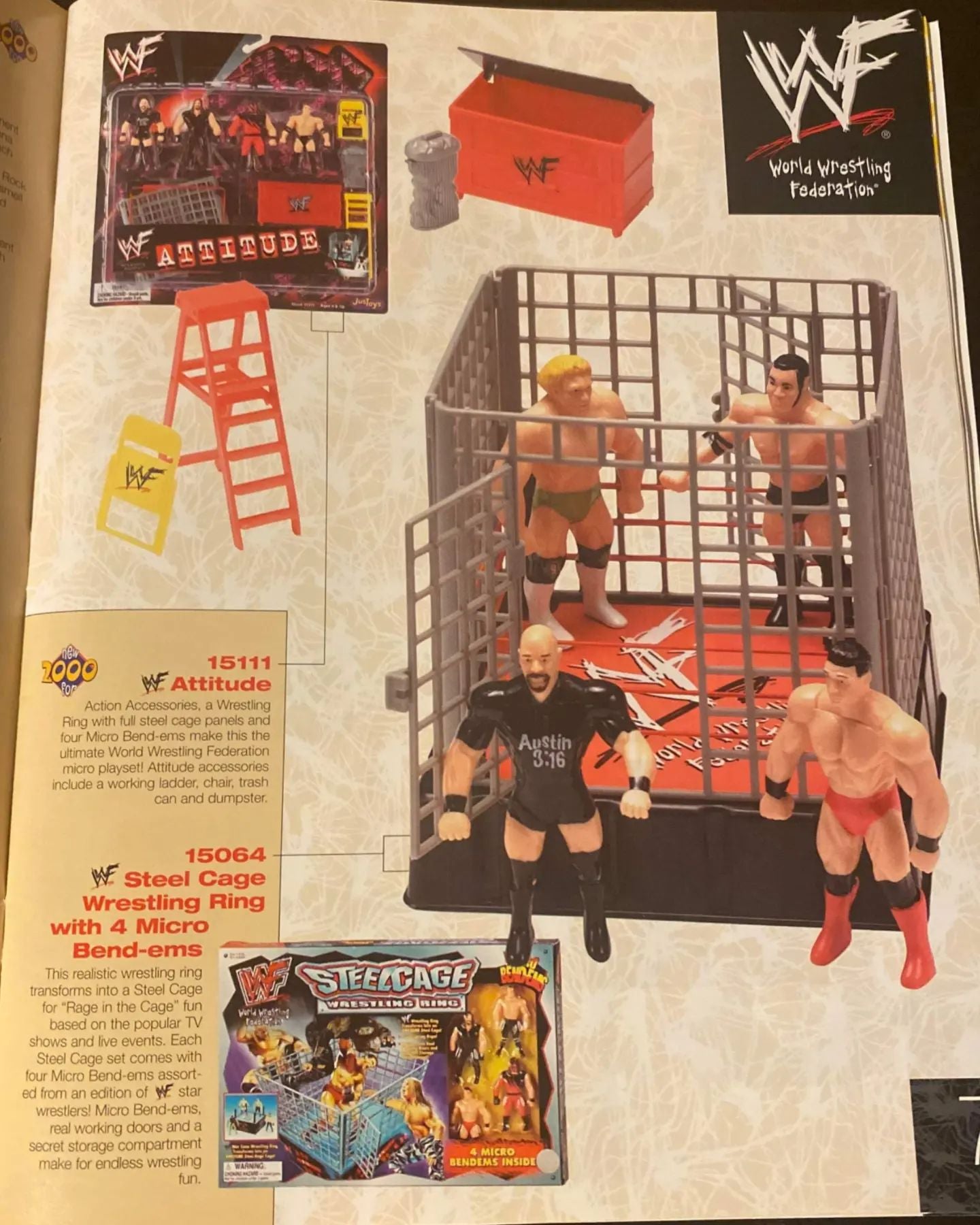 Unreleased WWF Just Toys Micro Bend-Ems Attitude Stone Cold Steve Aust ...
