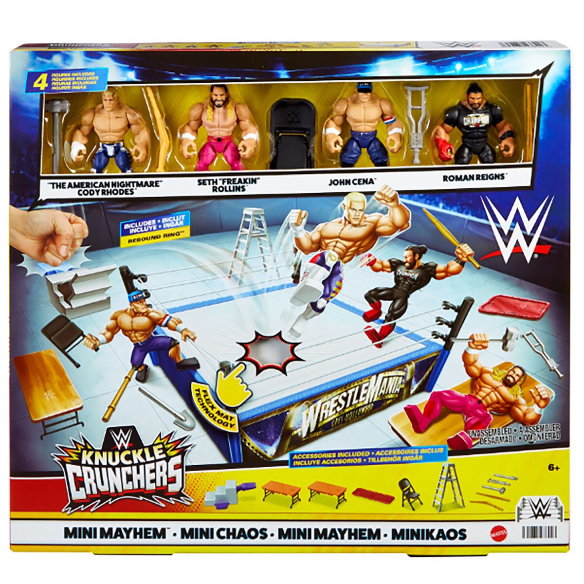 2024 WWE Mattel Knuckle Crunchers Mini Mayhem WrestleMania Rebound Rin ...