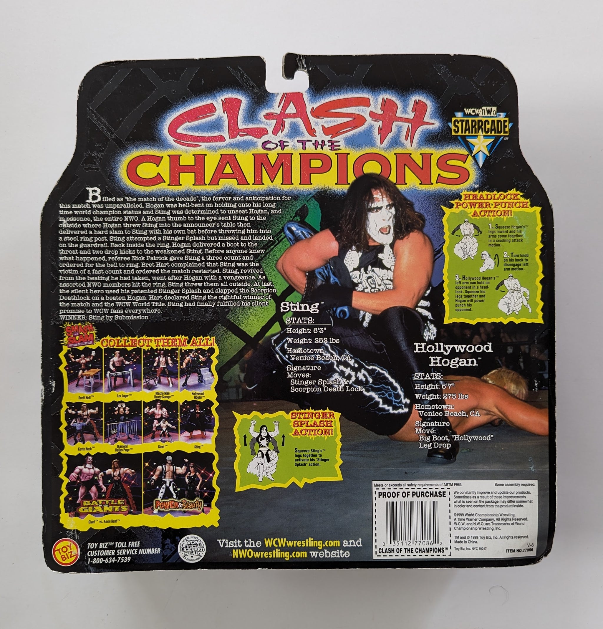 1999 WCW Toy Biz WCW/nWo Clash of the Champions: Sting vs. Hollywood H – Wrestling Figure Database