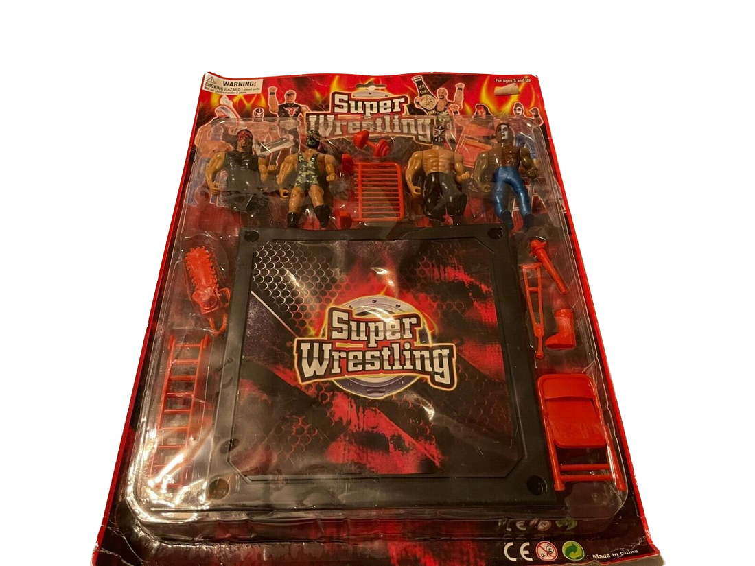 Super Wrestling Bootleg/Knockoff Mini Figure 4-Pack & Wrestling Ring ...