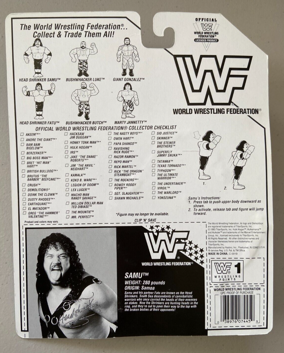 1994 WWF Hasbro Series 10 Samu of the Headshrinkers with Samu Shocker ...