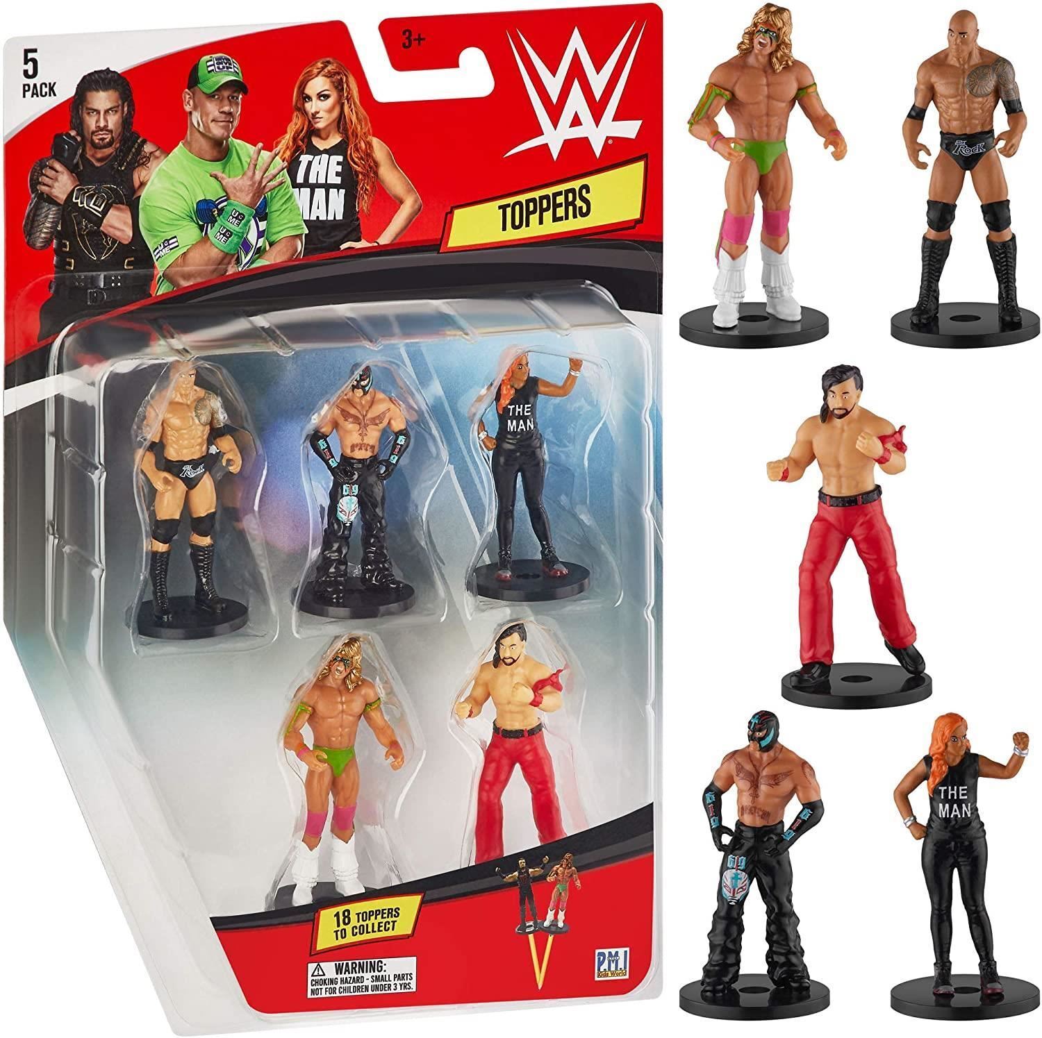 2020 WWE PMI Pencil Toppers 5-Pack: The Rock, Rey Mysterio, Becky Lync ...