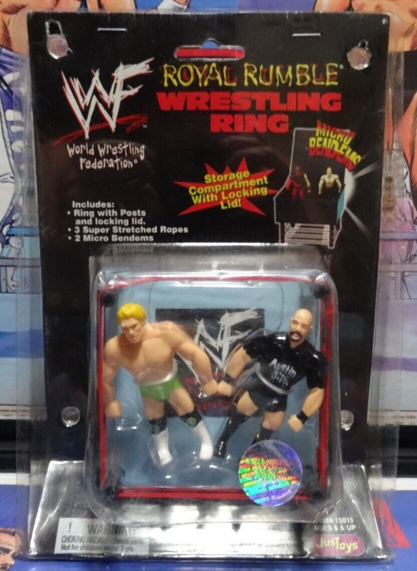 1998 WWF Just Toys Micro Bend-Ems Royal Rumble Wrestling Ring Billy Gu ...