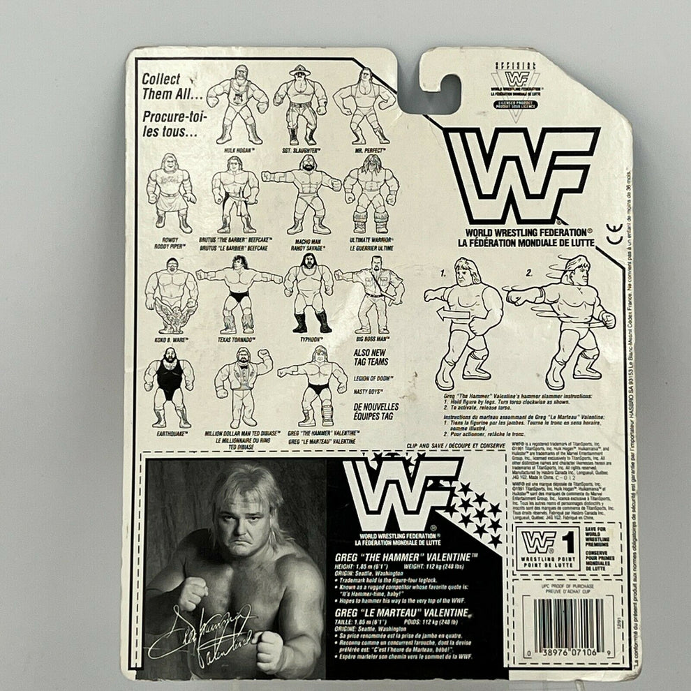 1992 WWF Hasbro Series 3 Greg "The Hammer" Valentine with Hammer Slamm ...