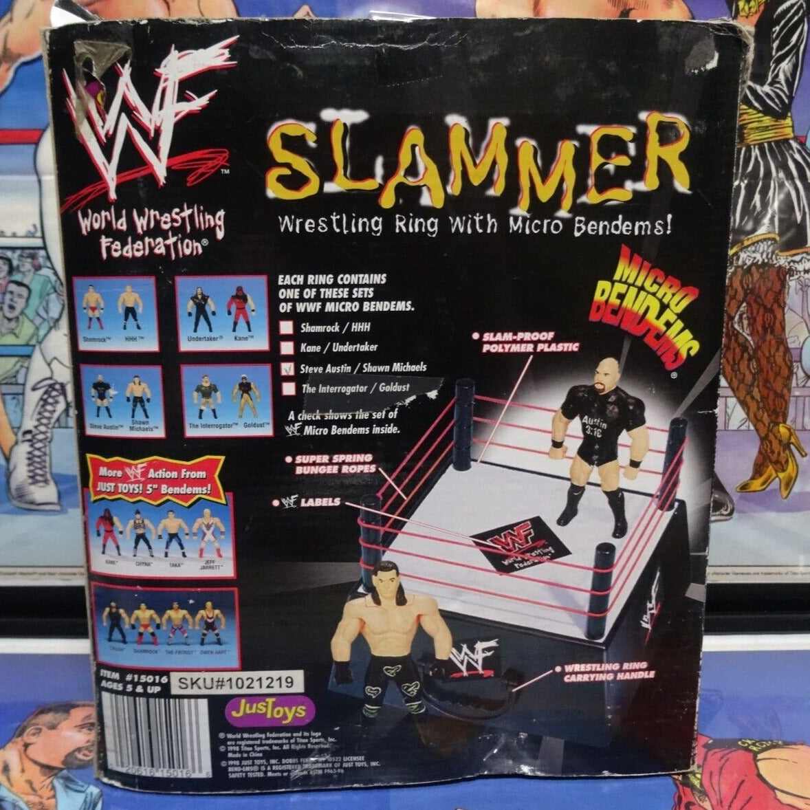 1998 WWF Just Toys Micro Bend-Ems Slammer Wrestling with Micro Bend-Em ...